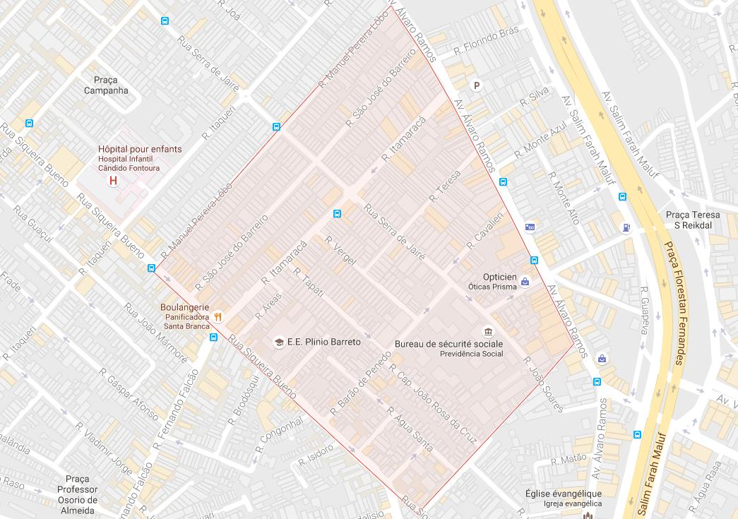 Água Rasa São Paulo mapa - Mapa do bairro Água Rasa, São Paulo (Brasil)