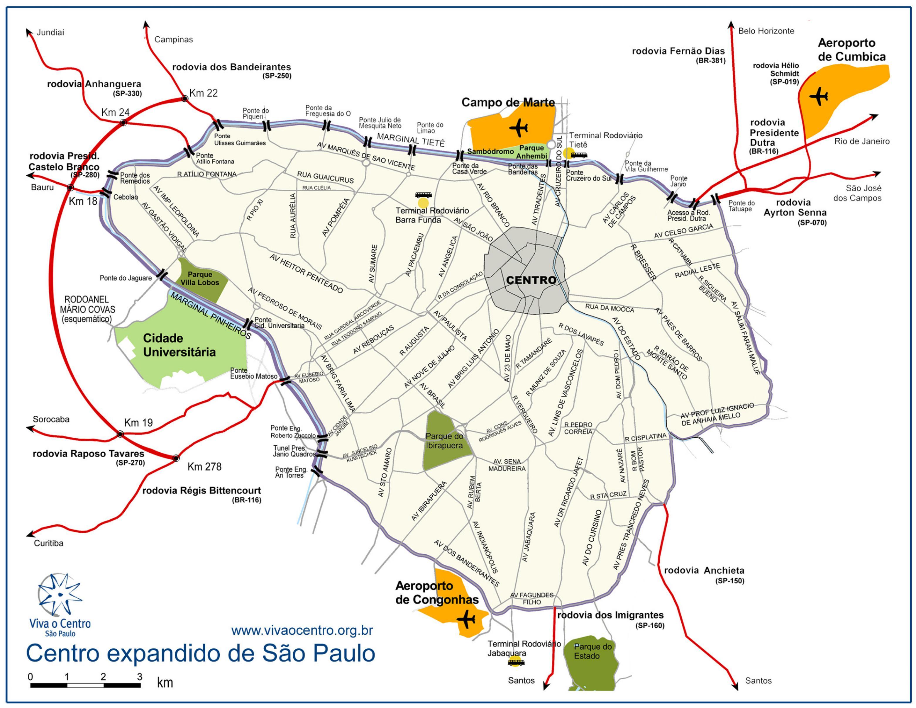 Grande centro de São Paulo mapa - Mapa da grande centro de São Paulo ...