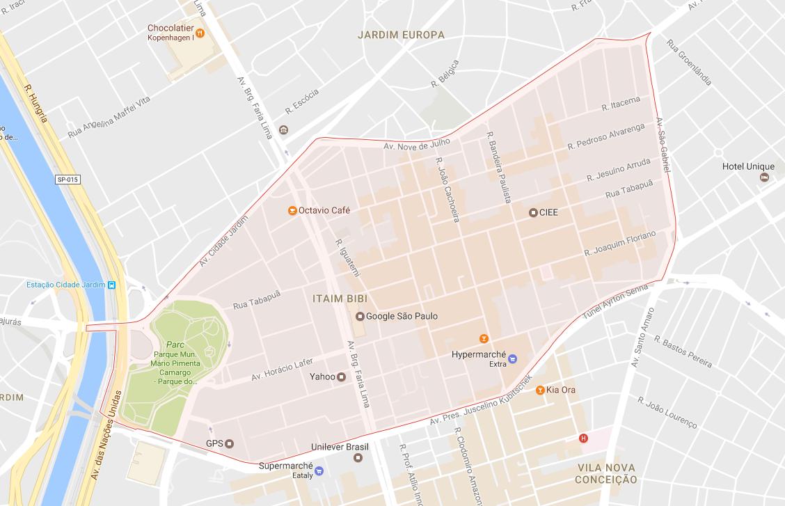 Itaim Bibi São Paulo mapa - Mapa de Itaim Bibi-São Paulo (Brasil)