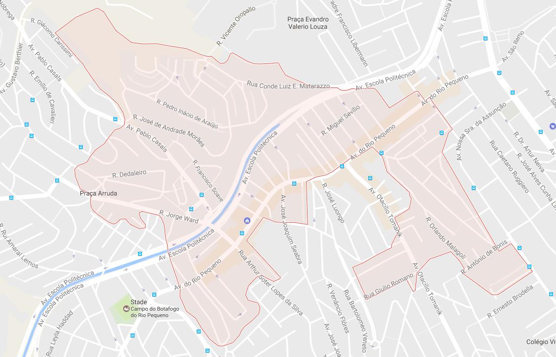 Rio Pequeno São Paulo mapa - Mapa do Rio Pequeno São Paulo (Brasil)