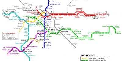 Mapa do Metropolitano de são Paulo. Todos os Metrôs de São Paulo mapas.